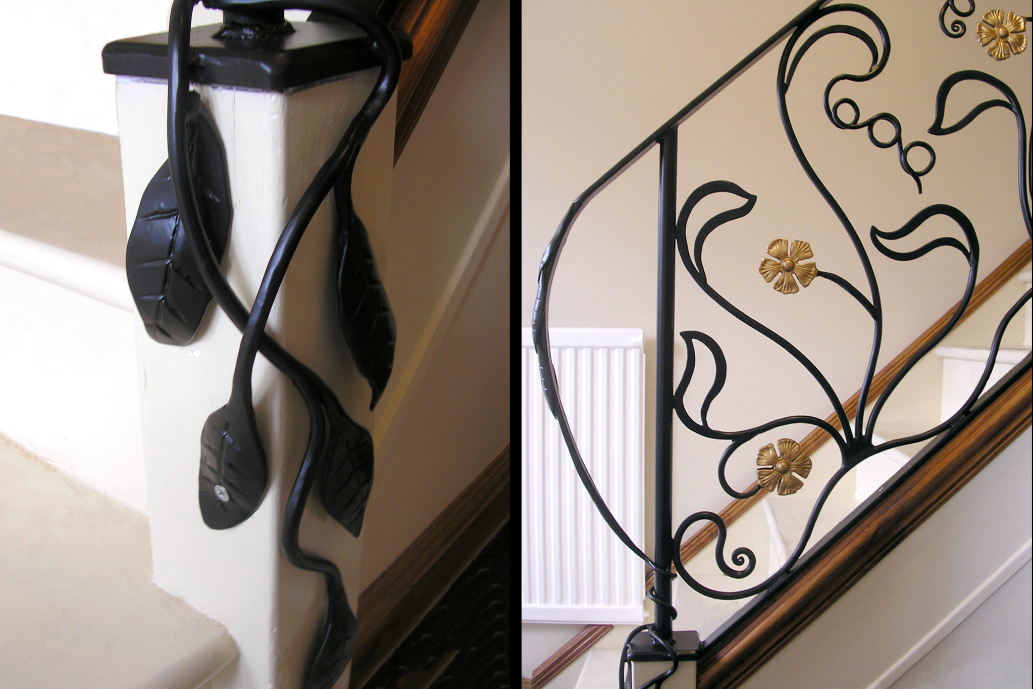 Floral patterned internal staircase balustrade with detailed closing to ...